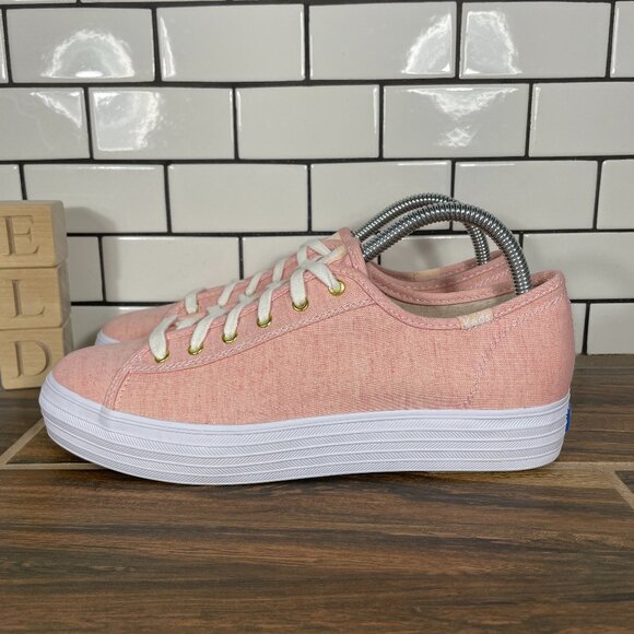 Keds | Shoes | Keds Triple Kick Womens Size 85 Shoes Pink Chambray Low ...
